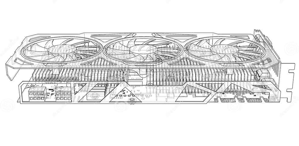Gpu Card Outline. Vector stock vector. Illustration of future - 148109450