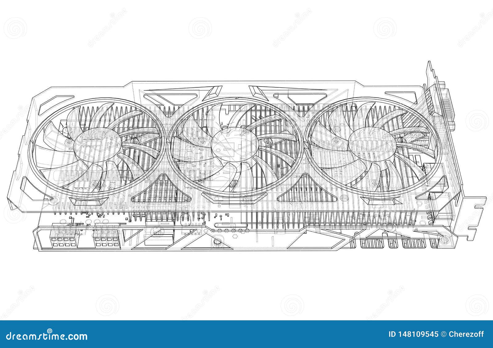 Gpu Card Outline. Vector stock vector. Illustration of blueprint ...