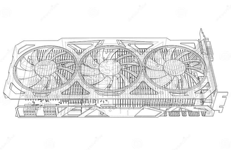 Gpu Card Outline. Vector stock vector. Illustration of blueprint ...
