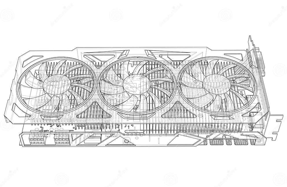 Gpu Card Outline. Vector stock vector. Illustration of blueprint ...