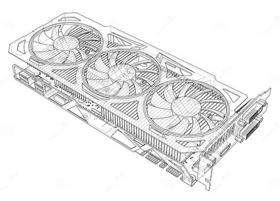 Gpu Card Outline. Vector stock vector. Illustration of board - 148109792