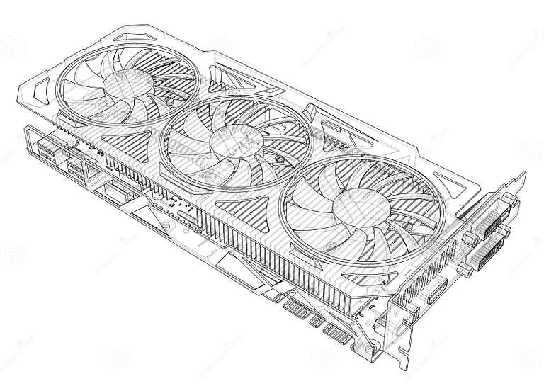 Gpu Card Outline. Vector stock vector. Illustration of board - 148109792