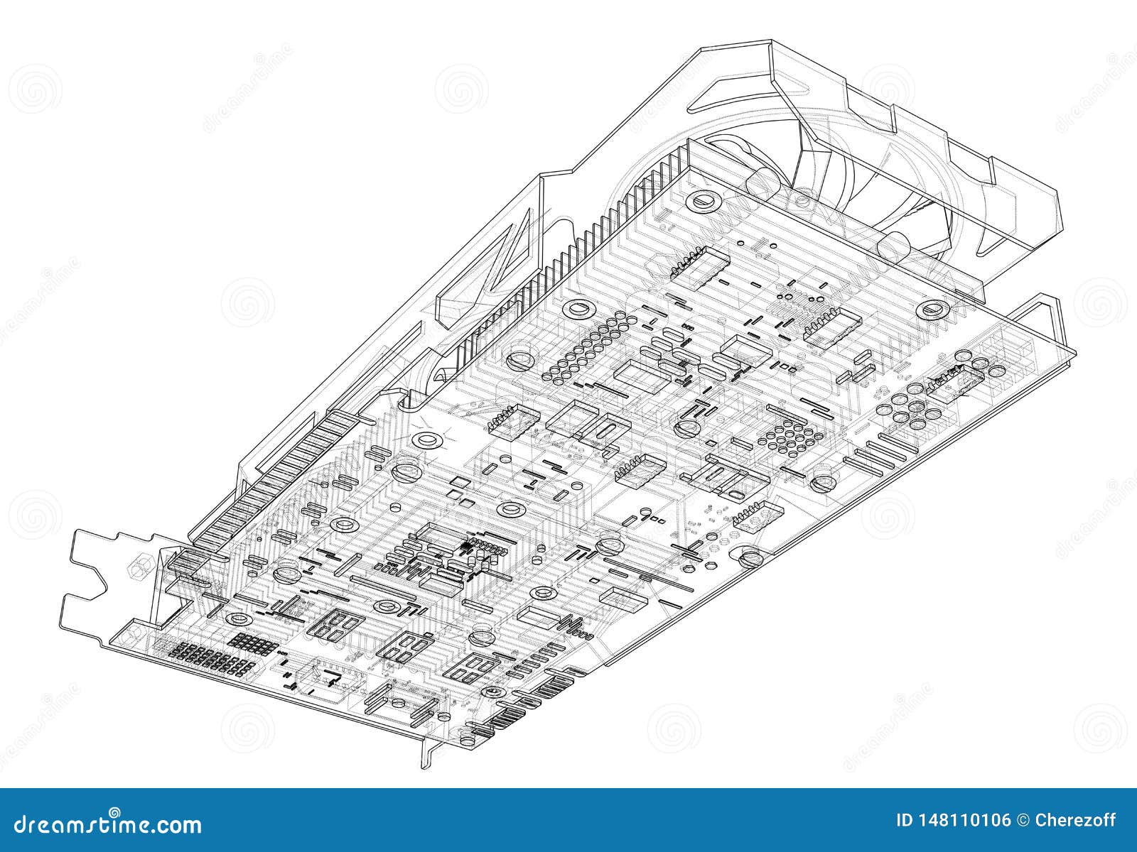 Gpu Card Outline. Vector stock vector. Illustration of future - 148110106