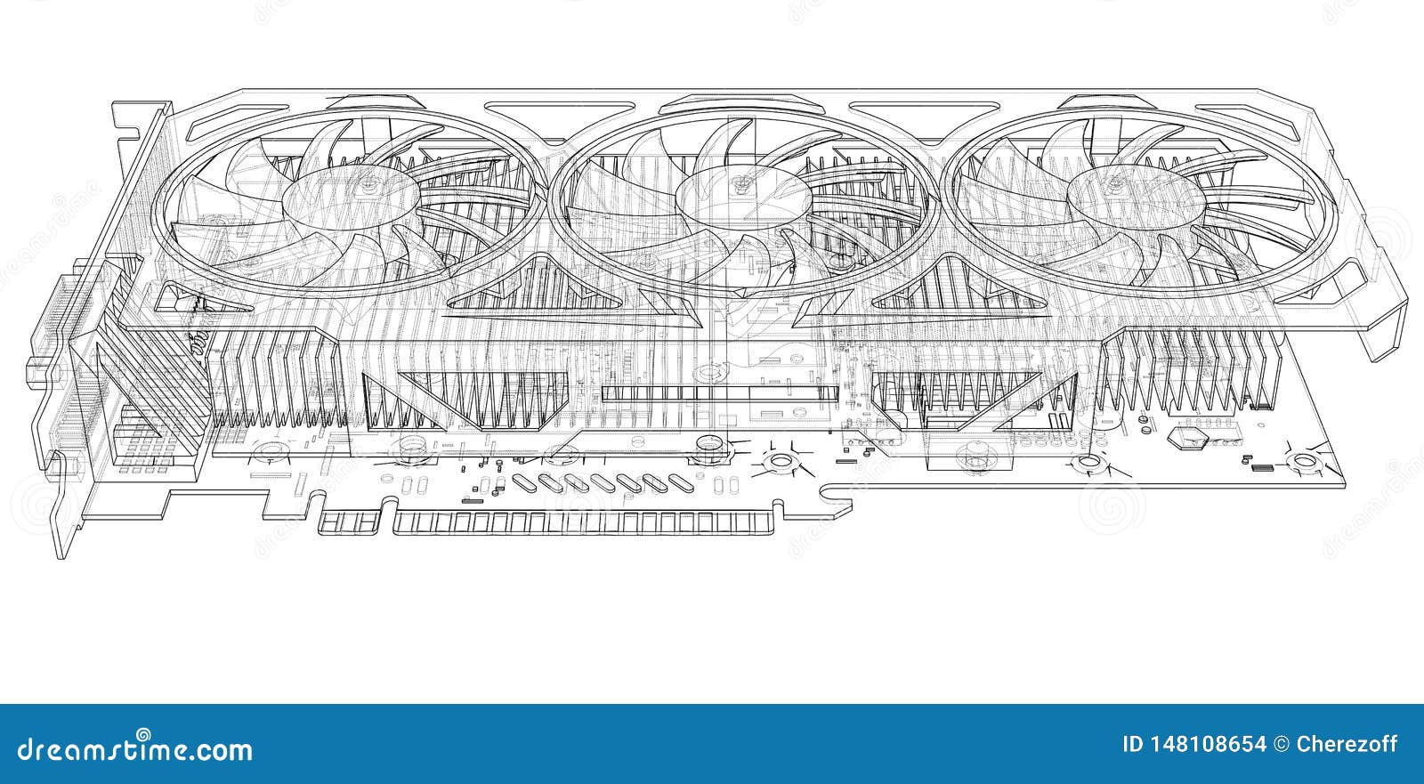 Gpu Card Outline. Vector stock vector. Illustration of graphics - 148108654