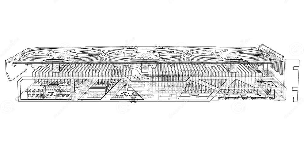 Gpu Card Outline. Vector stock vector. Illustration of future - 148109352