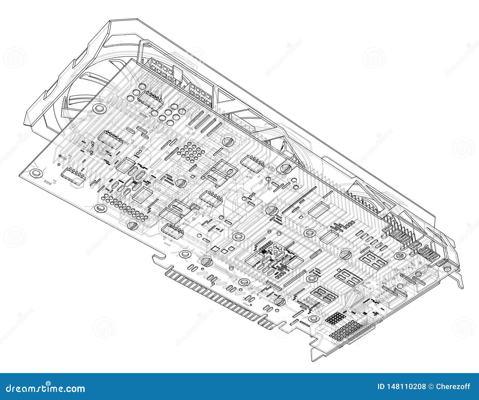 Gpu Card Outline. Vector stock vector. Illustration of vector - 148110208