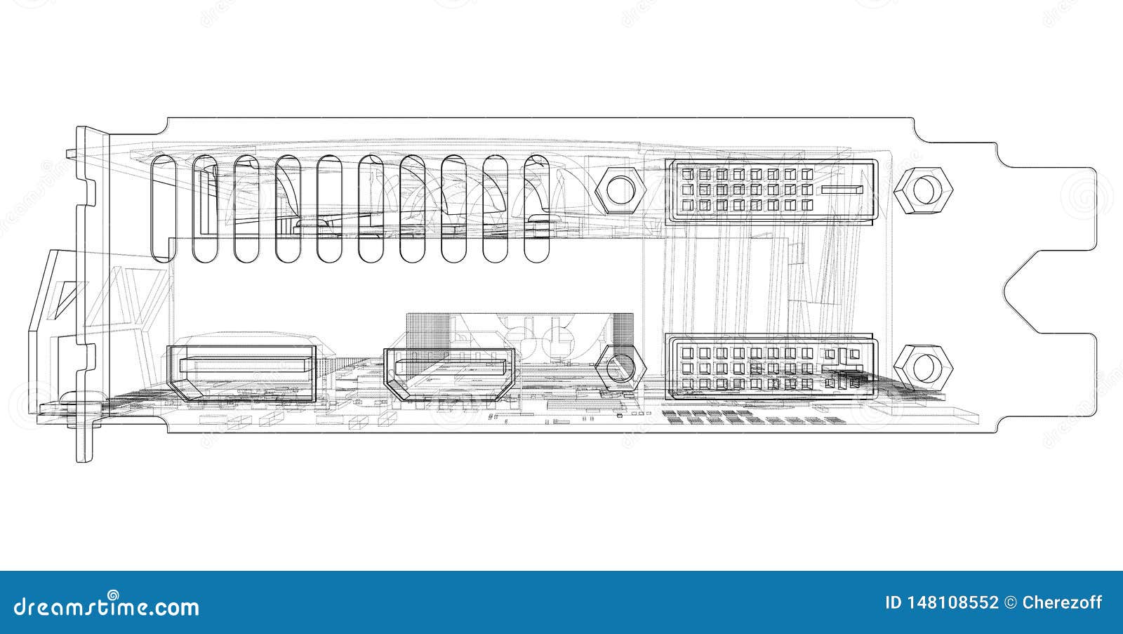 Gpu Card Outline. Vector stock vector. Illustration of powerful - 148108552