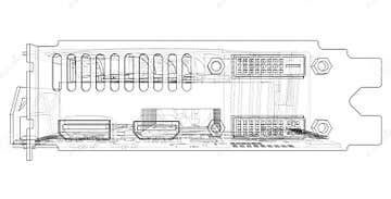 Gpu Card Outline. Vector stock vector. Illustration of powerful - 148108552