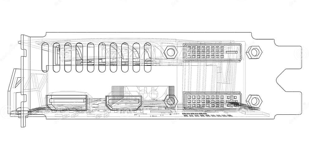 Gpu Card Outline. Vector stock vector. Illustration of powerful - 148108552