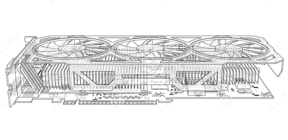 Gpu Card Outline. Vector stock vector. Illustration of digital - 148108572