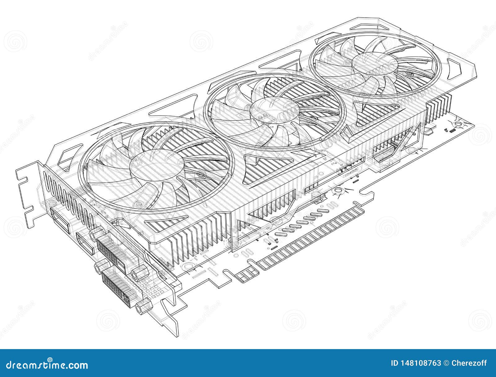 Gpu Card Outline. Vector stock vector. Illustration of component ...