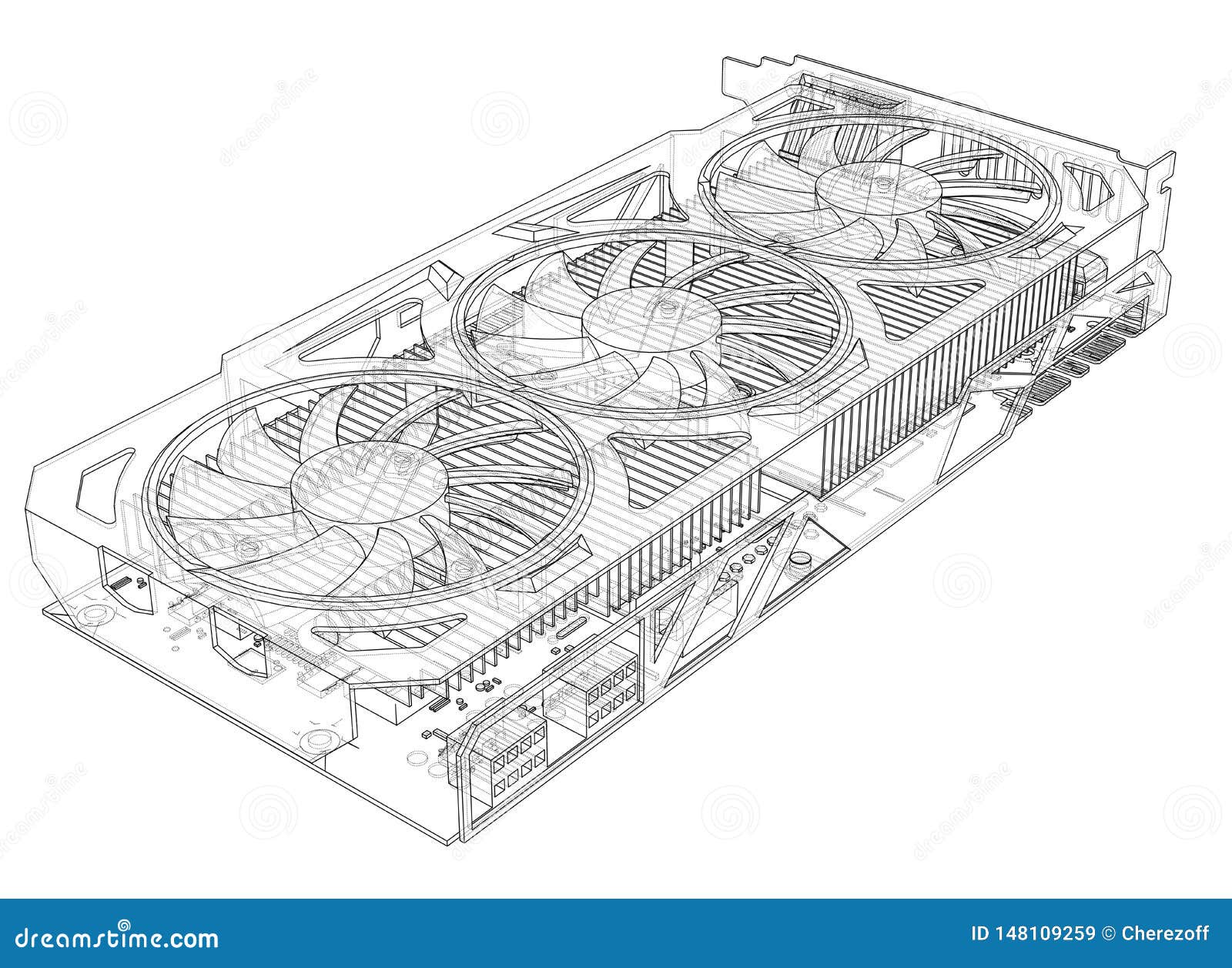 Gpu Card Outline. Vector stock vector. Illustration of blueprint ...