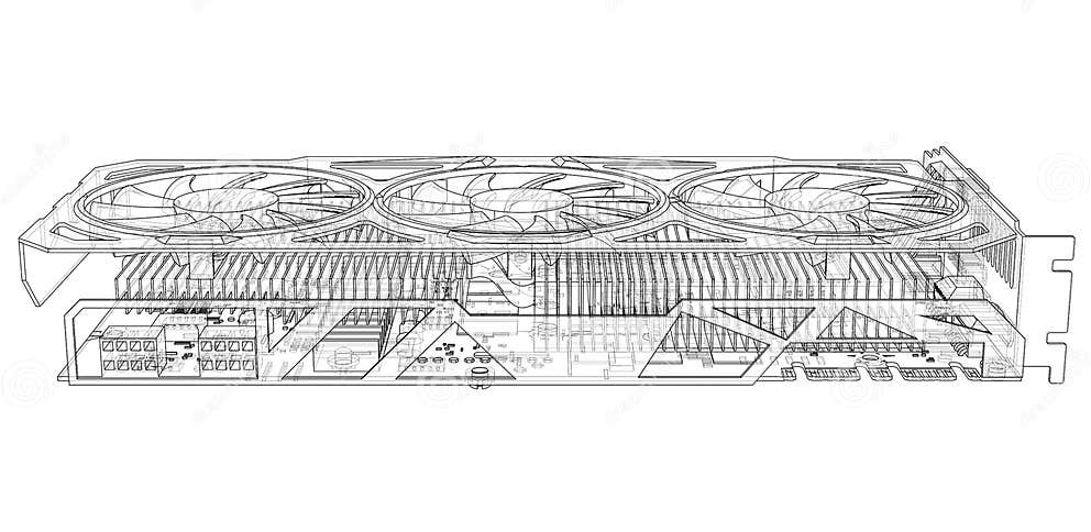 Gpu Card Outline. Vector stock vector. Illustration of machine - 148109407