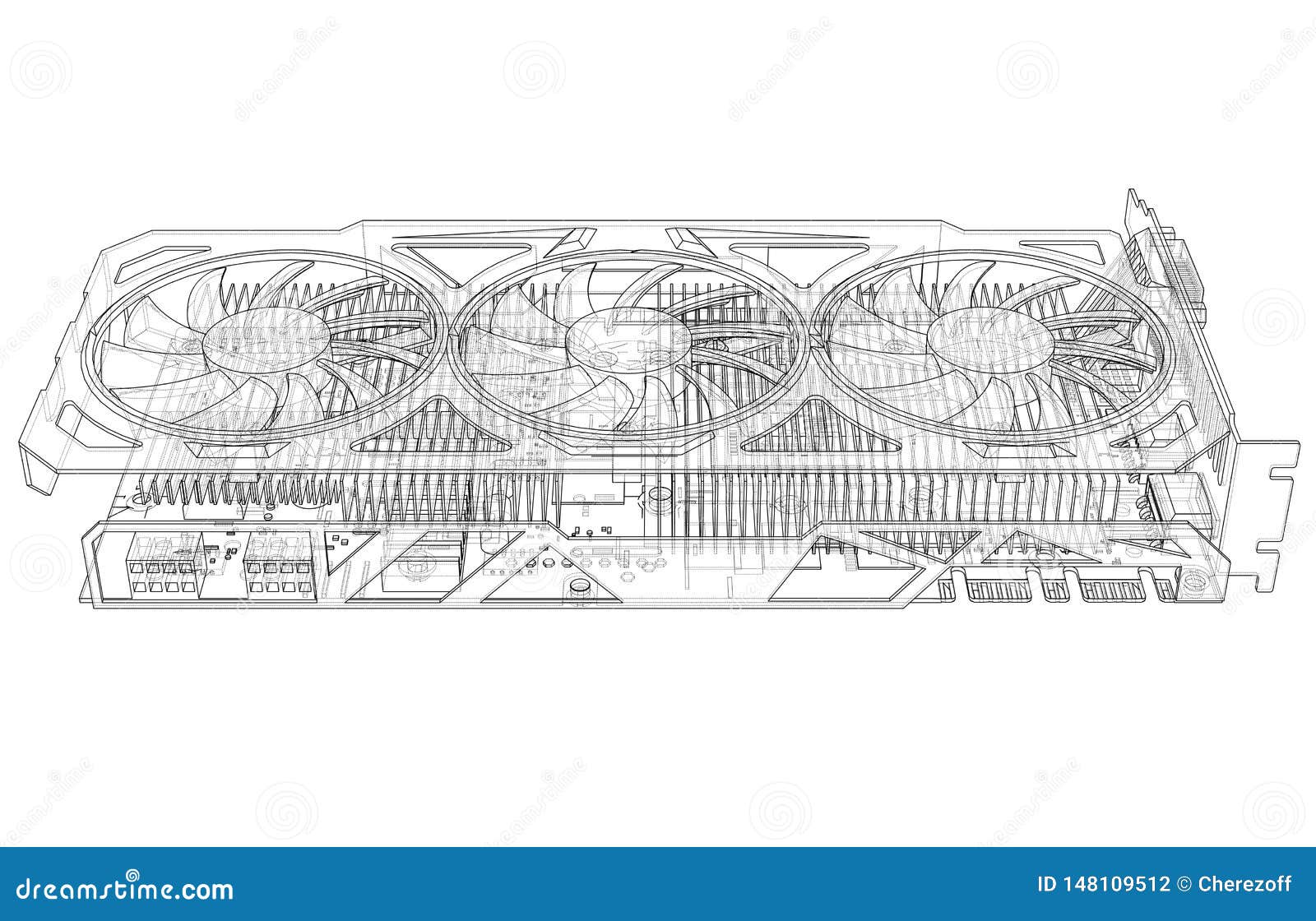 Gpu Card Outline. Vector stock vector. Illustration of connector ...