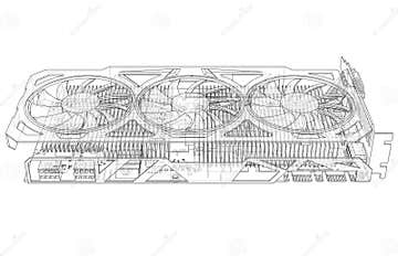 Gpu Card Outline. Vector stock vector. Illustration of connector ...