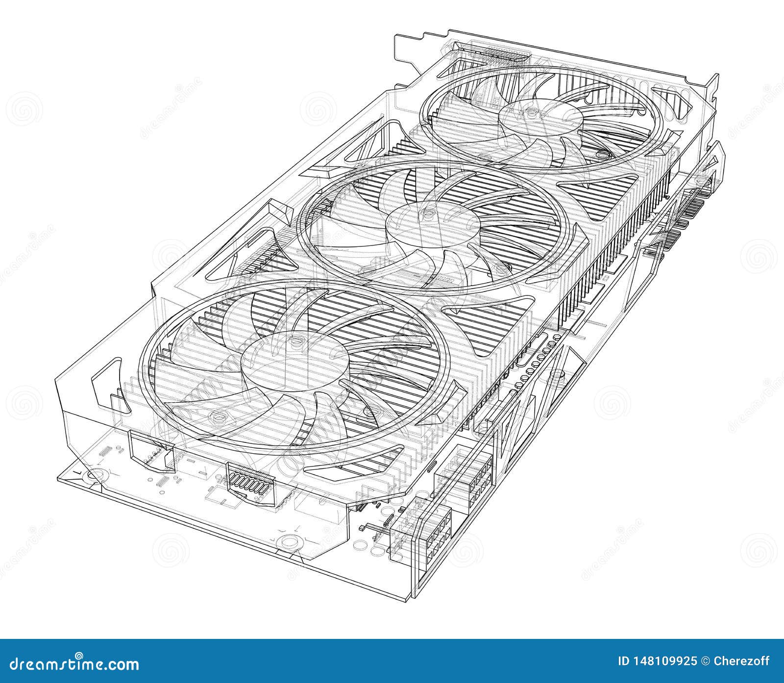 Gpu Card Outline. Vector stock vector. Illustration of mesh - 148109925