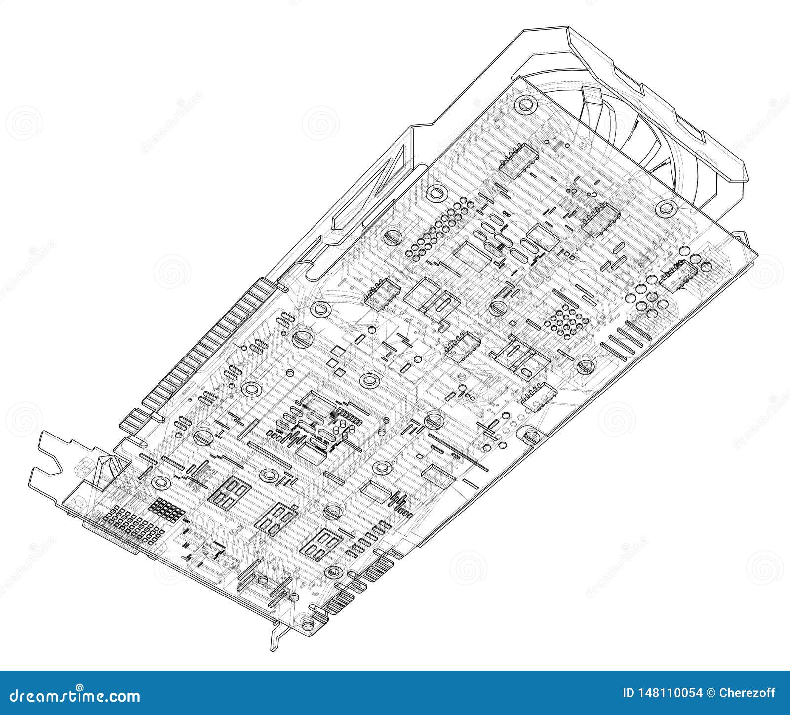 Gpu Card Outline. Vector stock vector. Illustration of cryptographic ...