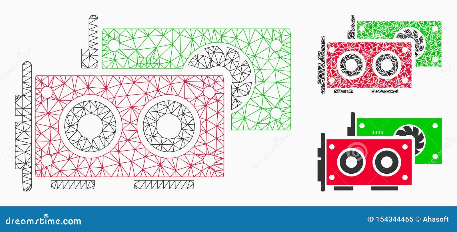 GPU Cards Vector Mesh 2D Model and Triangle Mosaic Icon Stock Vector ...