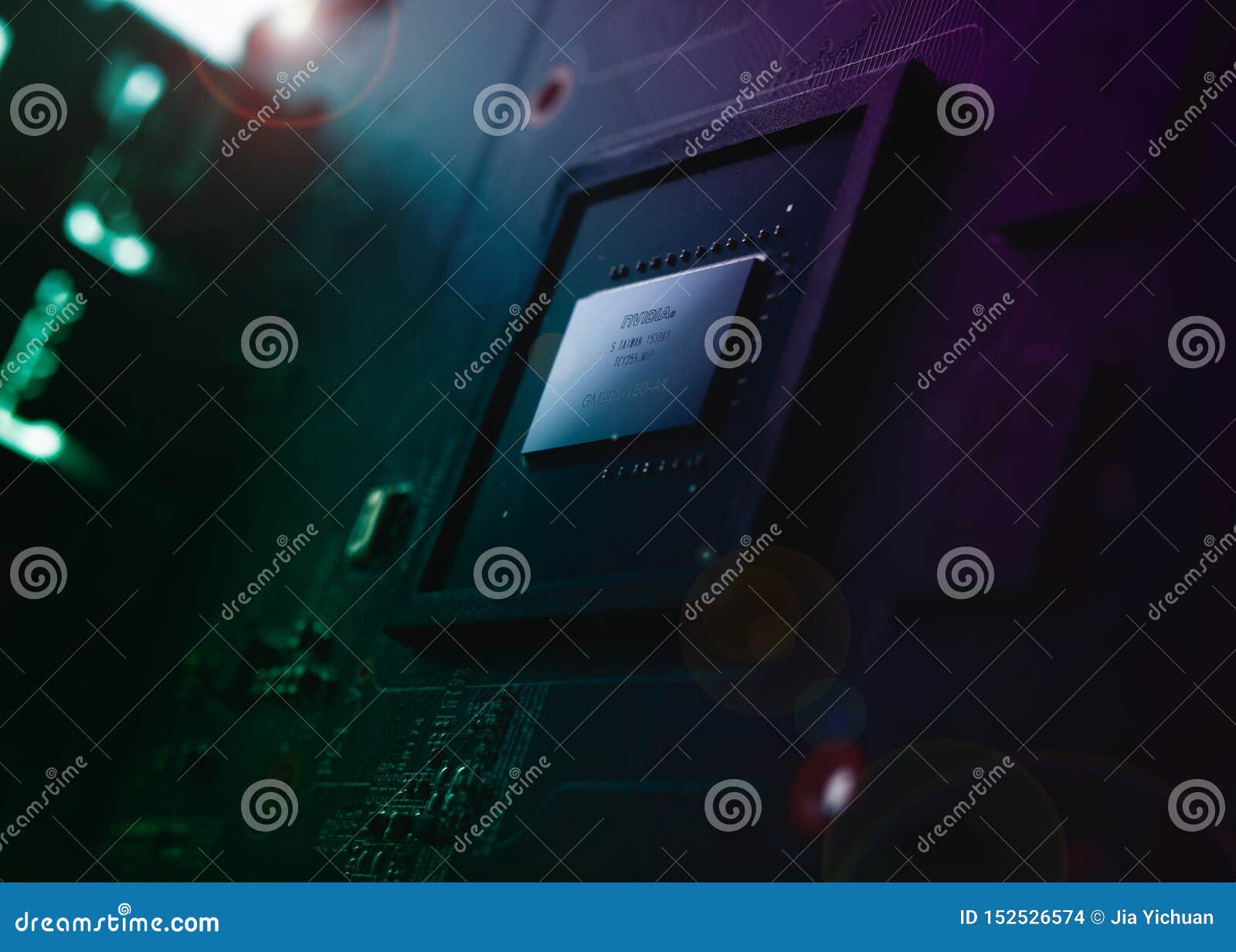 Nvidia GPU Graphics Chip On A Laptop Motherboard. Top Down. Close Up ...