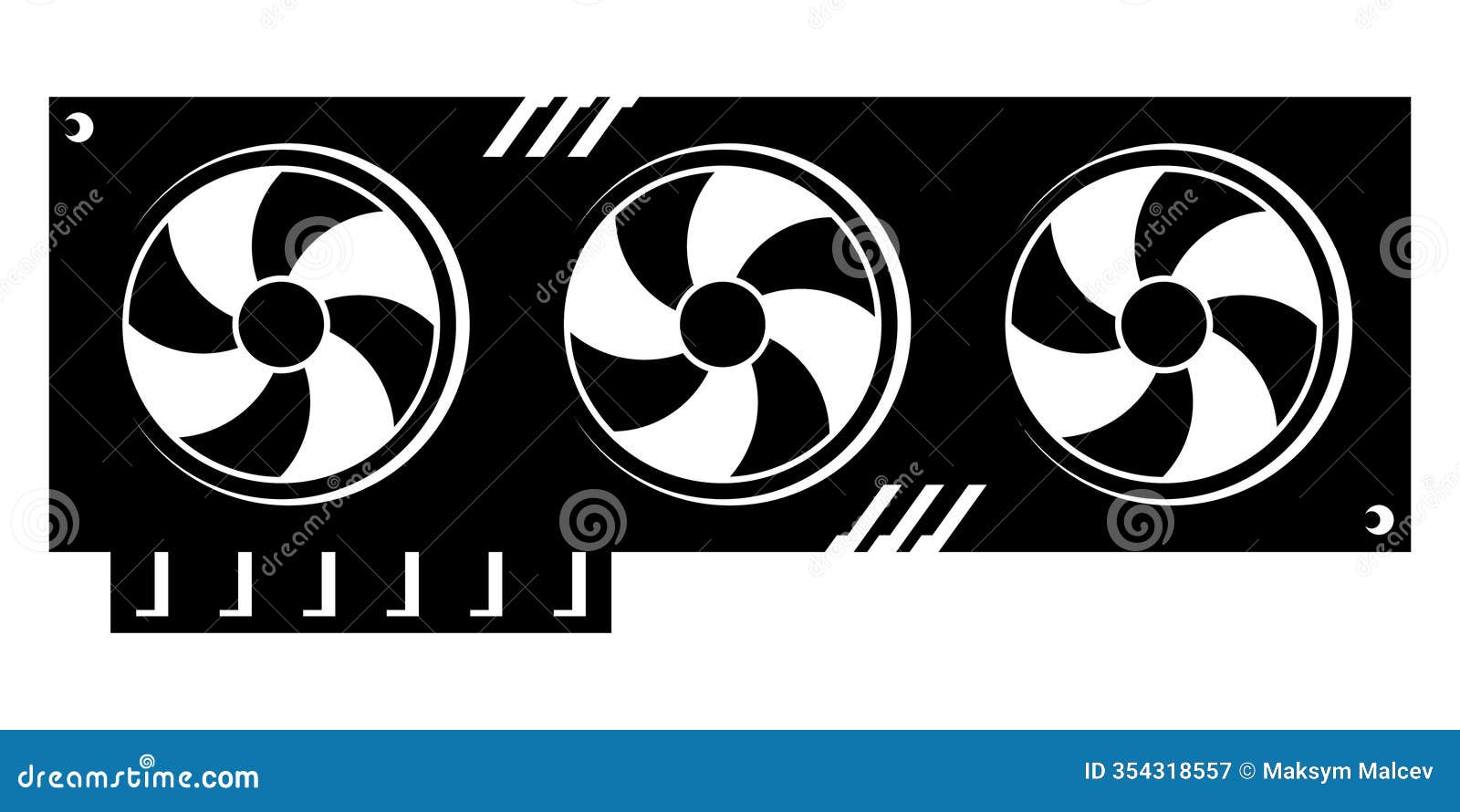 GPU Flat Icon. Best Graphics Card with Three Fans Stock Illustration ...