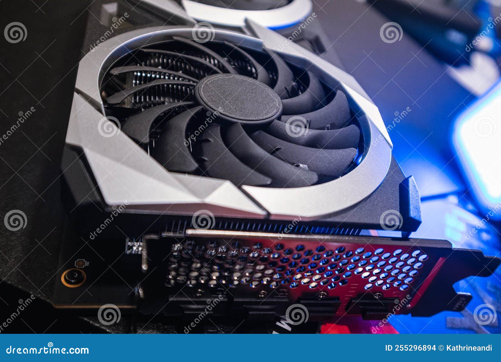 Gpu Graphics Card Cooler Close-up in Red Light Stock Photo - Image of ...