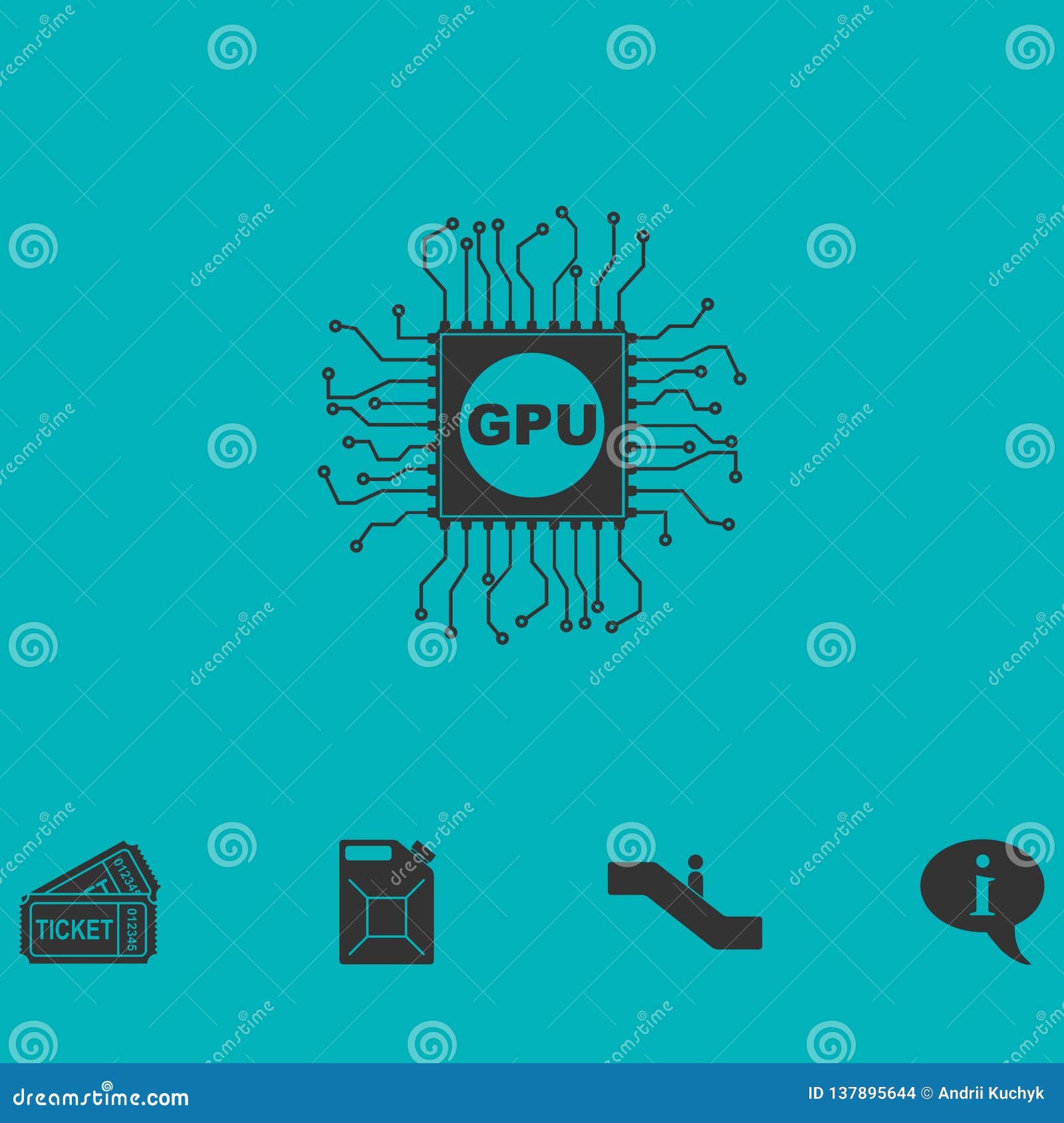 Gpu icon flat stock vector. Illustration of icon, power - 137895644