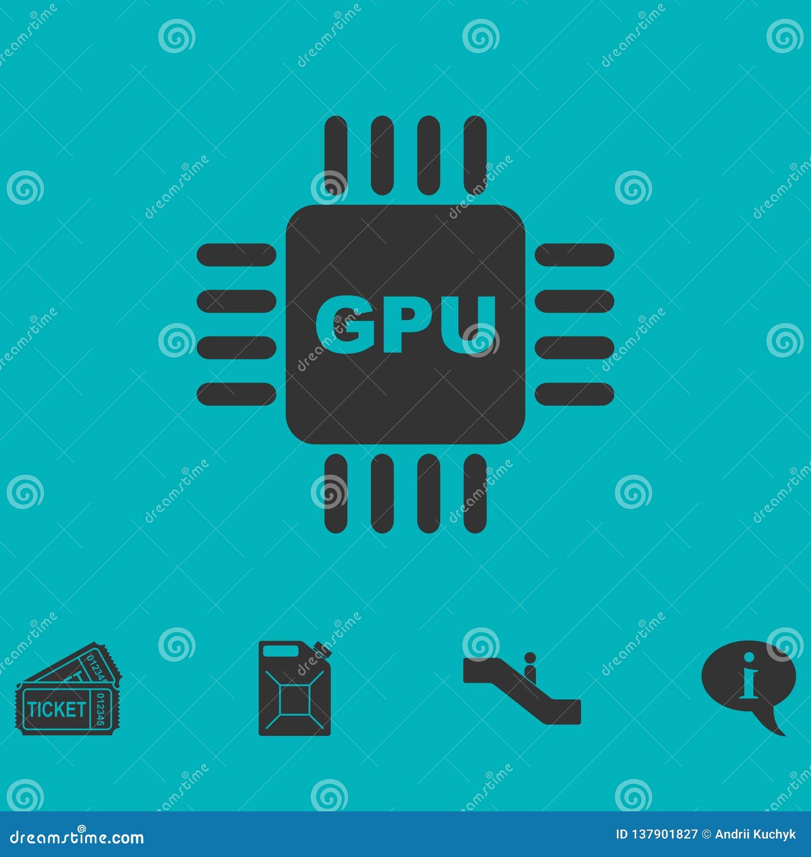Gpu icon flat stock vector. Illustration of intelligence - 137901827
