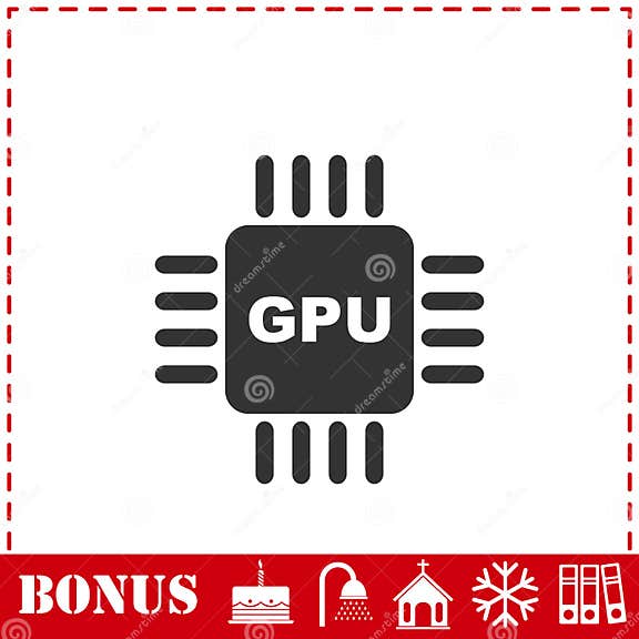 Gpu icon flat stock illustration. Illustration of long - 190470853
