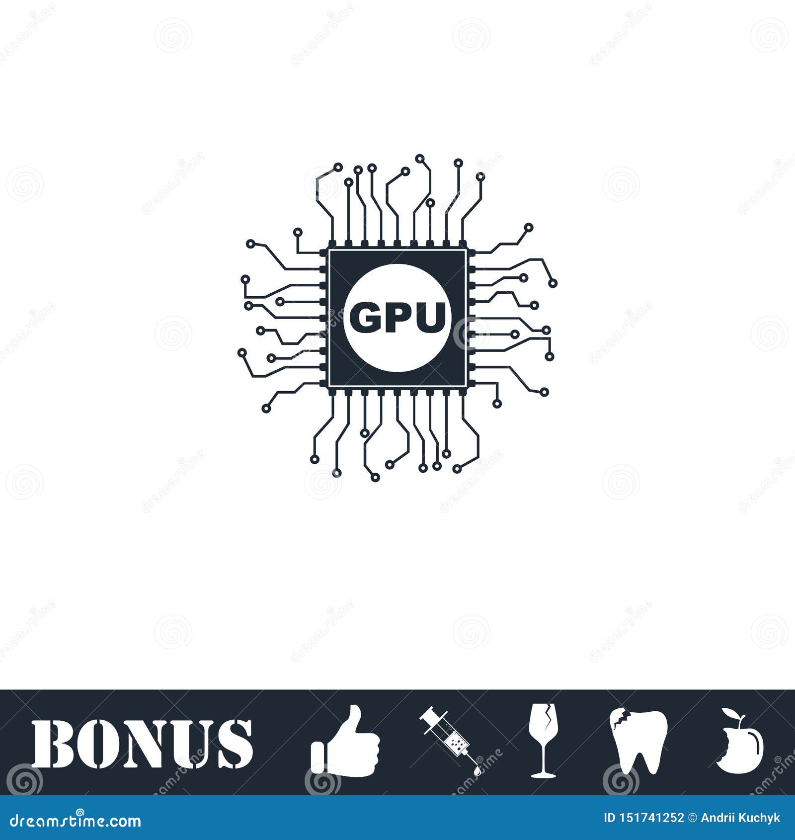 Gpu icon flat stock vector. Illustration of power, object - 151741252
