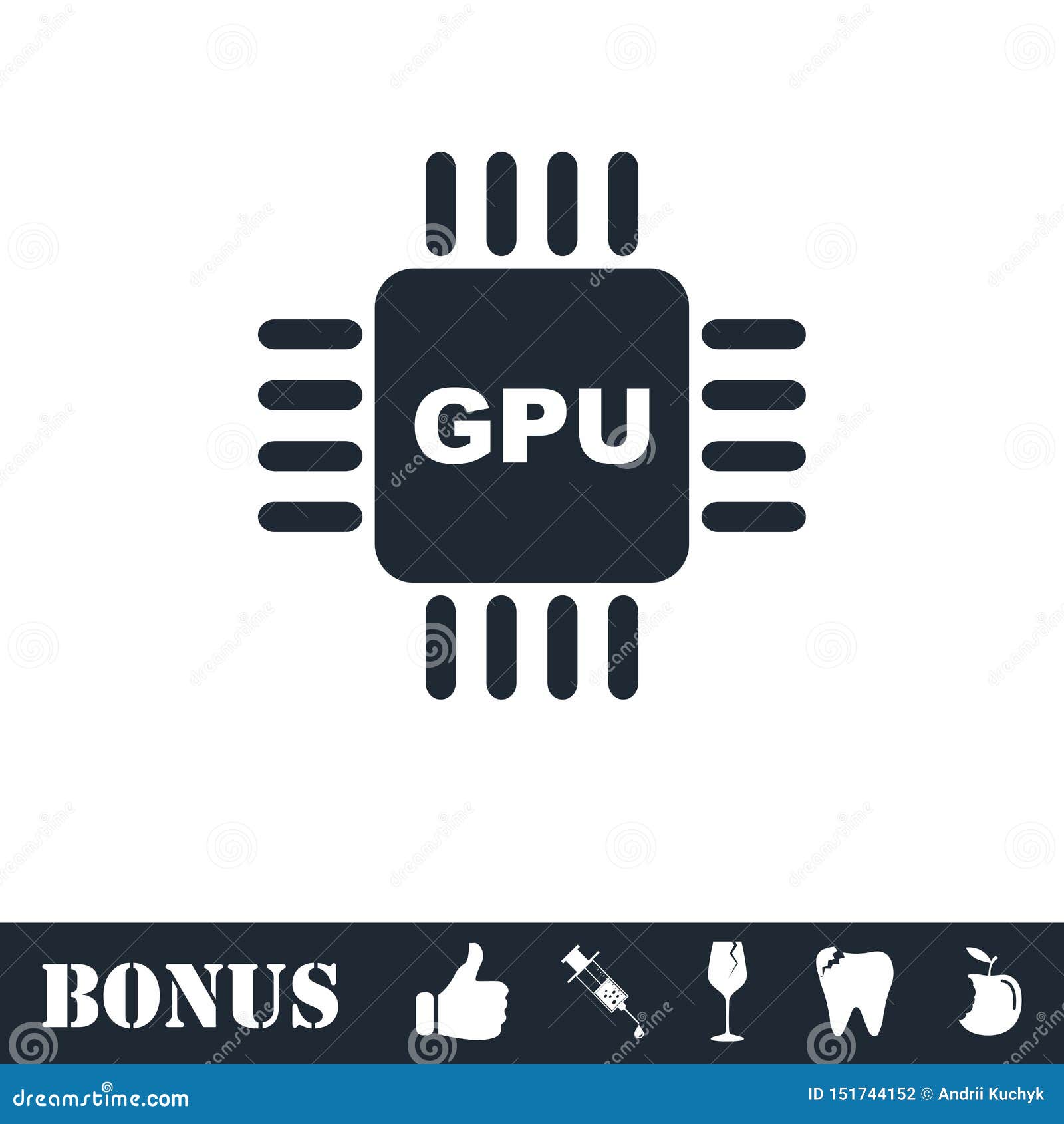 Gpu icon flat stock vector. Illustration of computer - 151744152