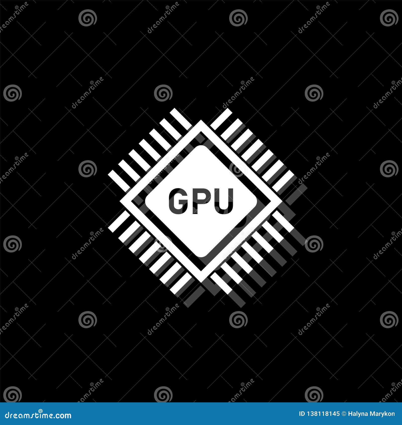 Gpu icon flat stock illustration. Illustration of design - 138118145