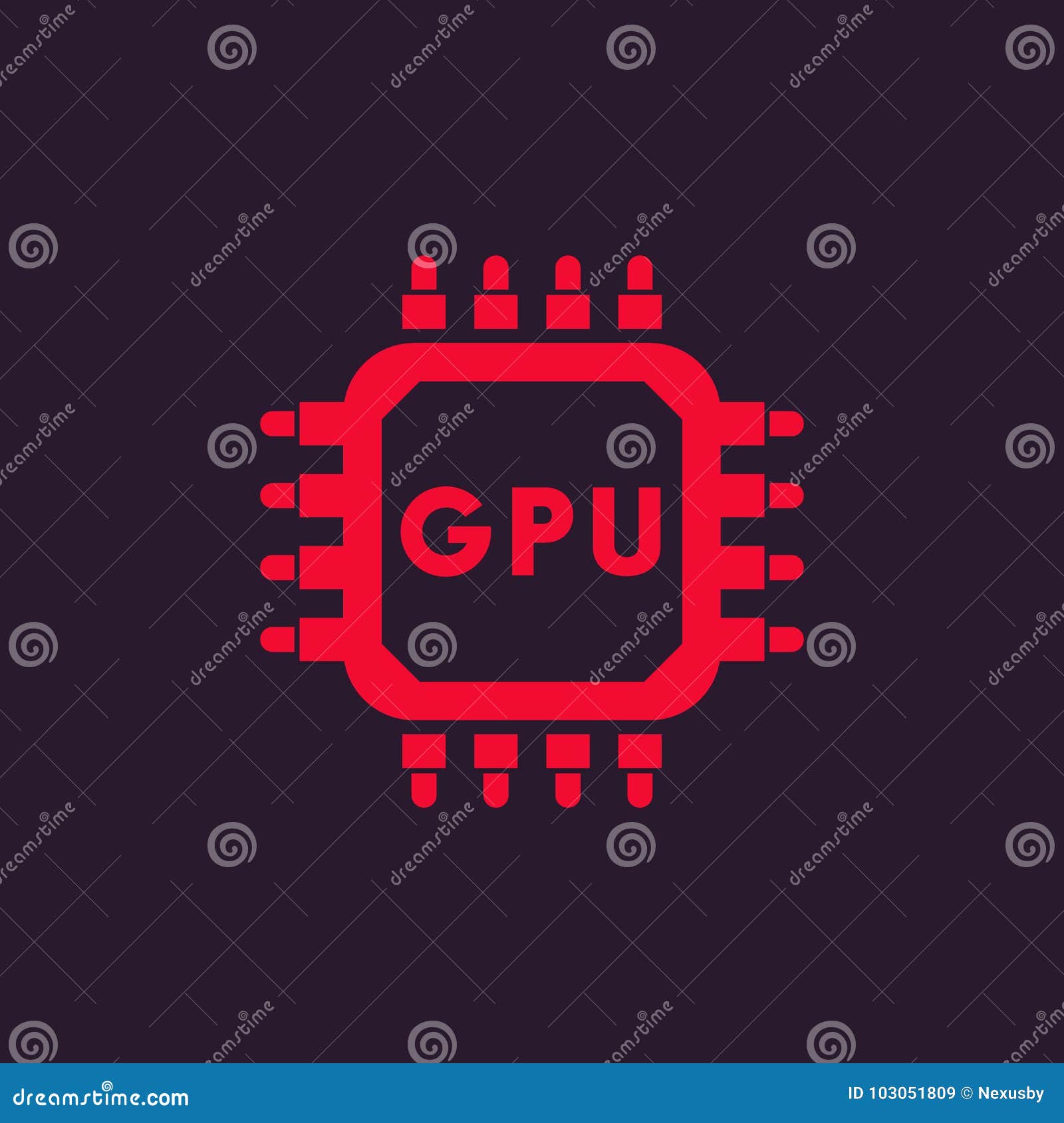 GPU icon, graphic chipset stock vector. Illustration of silhouette ...
