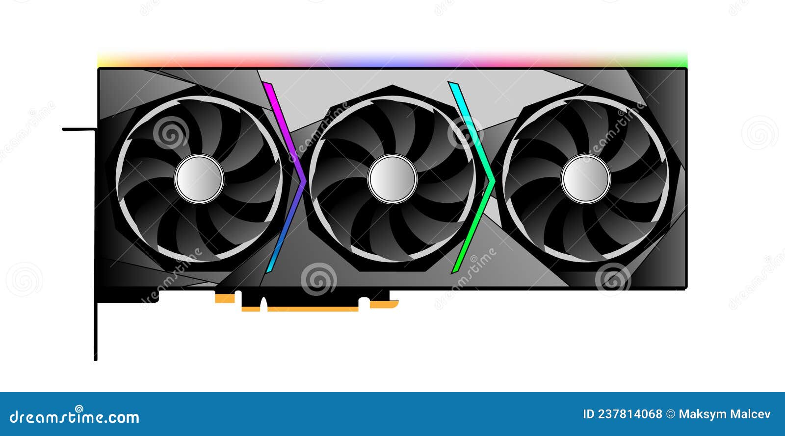 GPU Icon. GPU with RGB Backlight. Graphics Processing Unit with Three ...