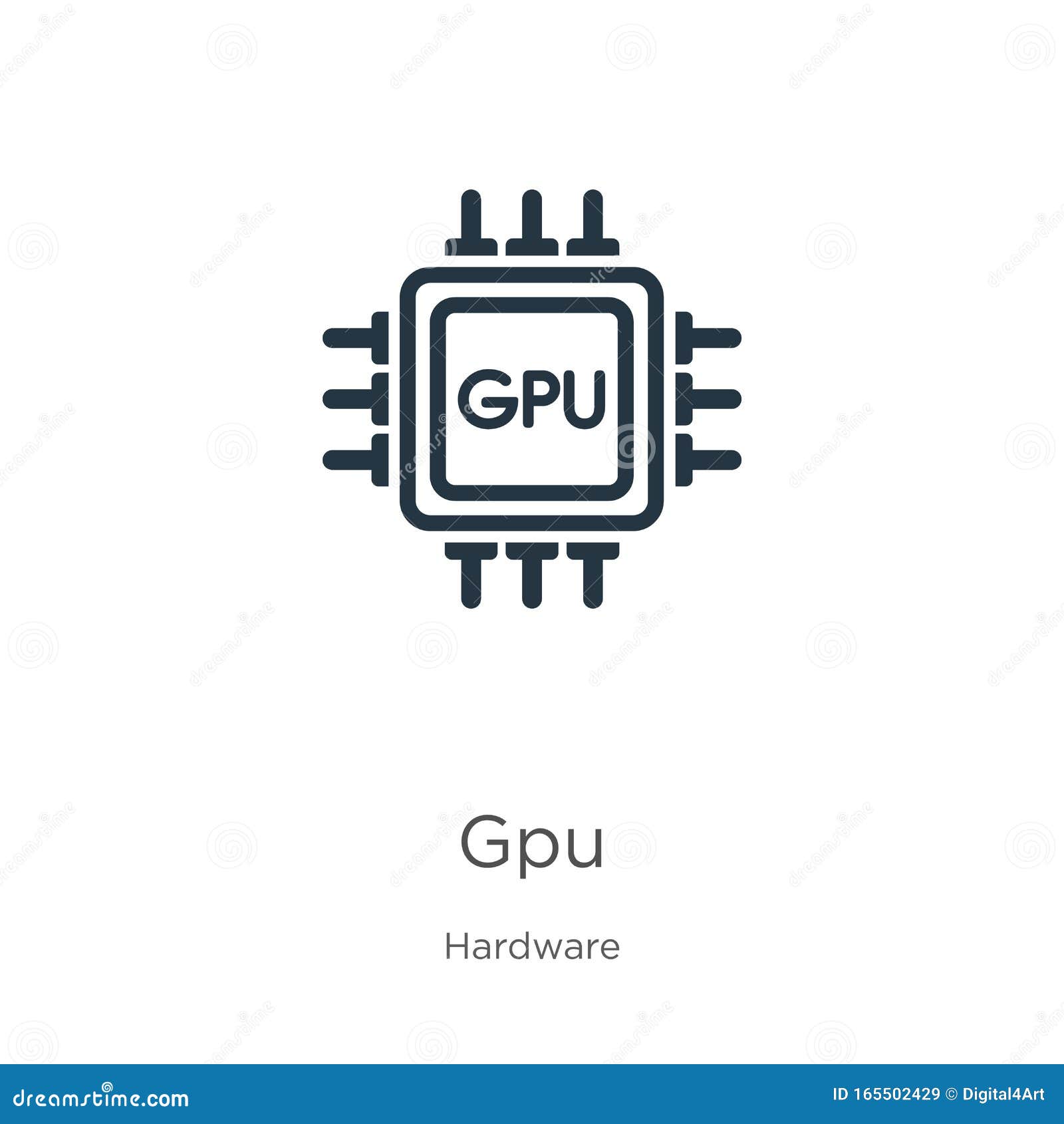 Gpu Icon. Thin Linear Gpu Outline Icon Isolated on White Background ...