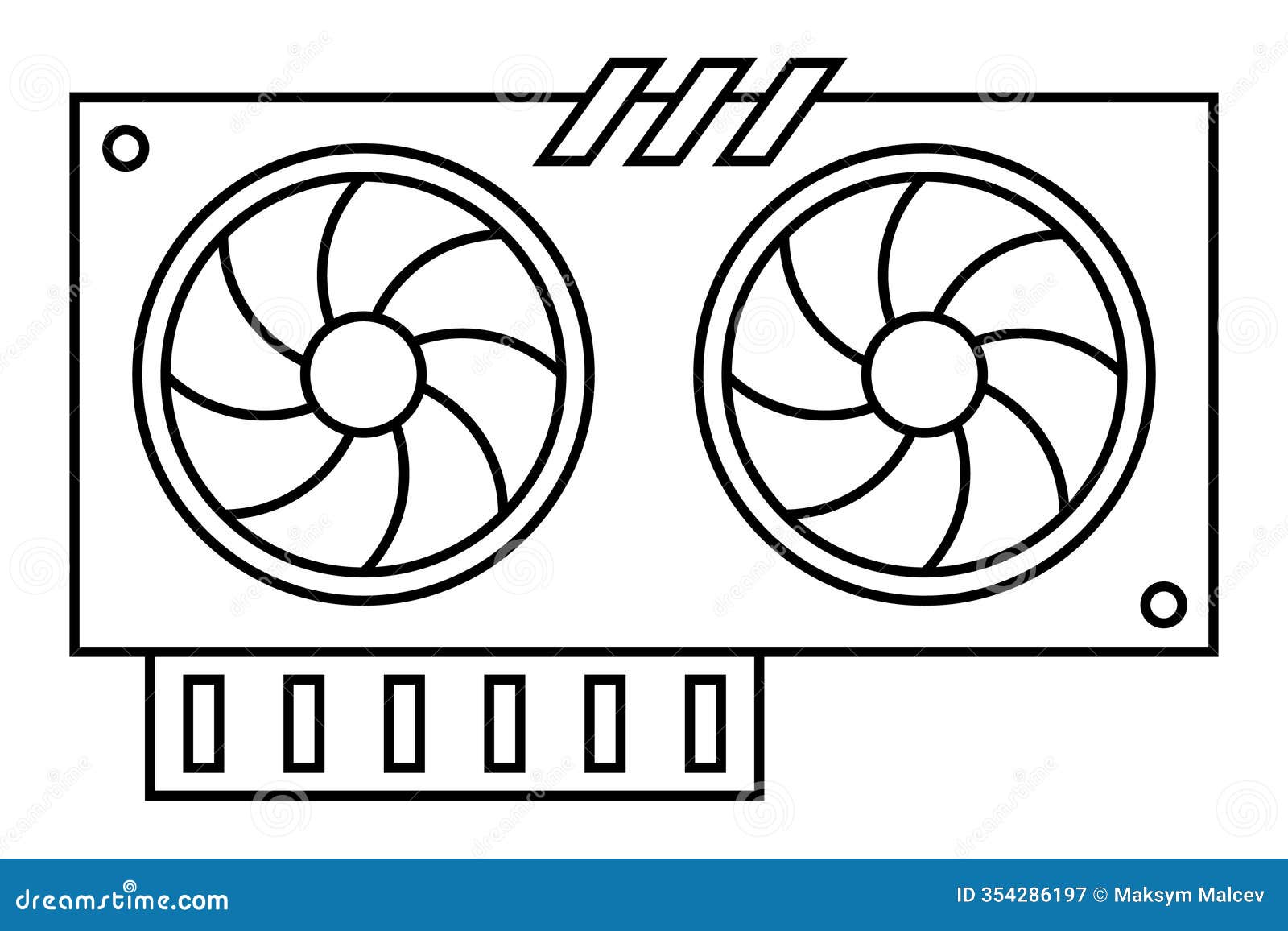 GPU Line Icon. Modern Graphic Processing Unit with Two Fans Stock ...