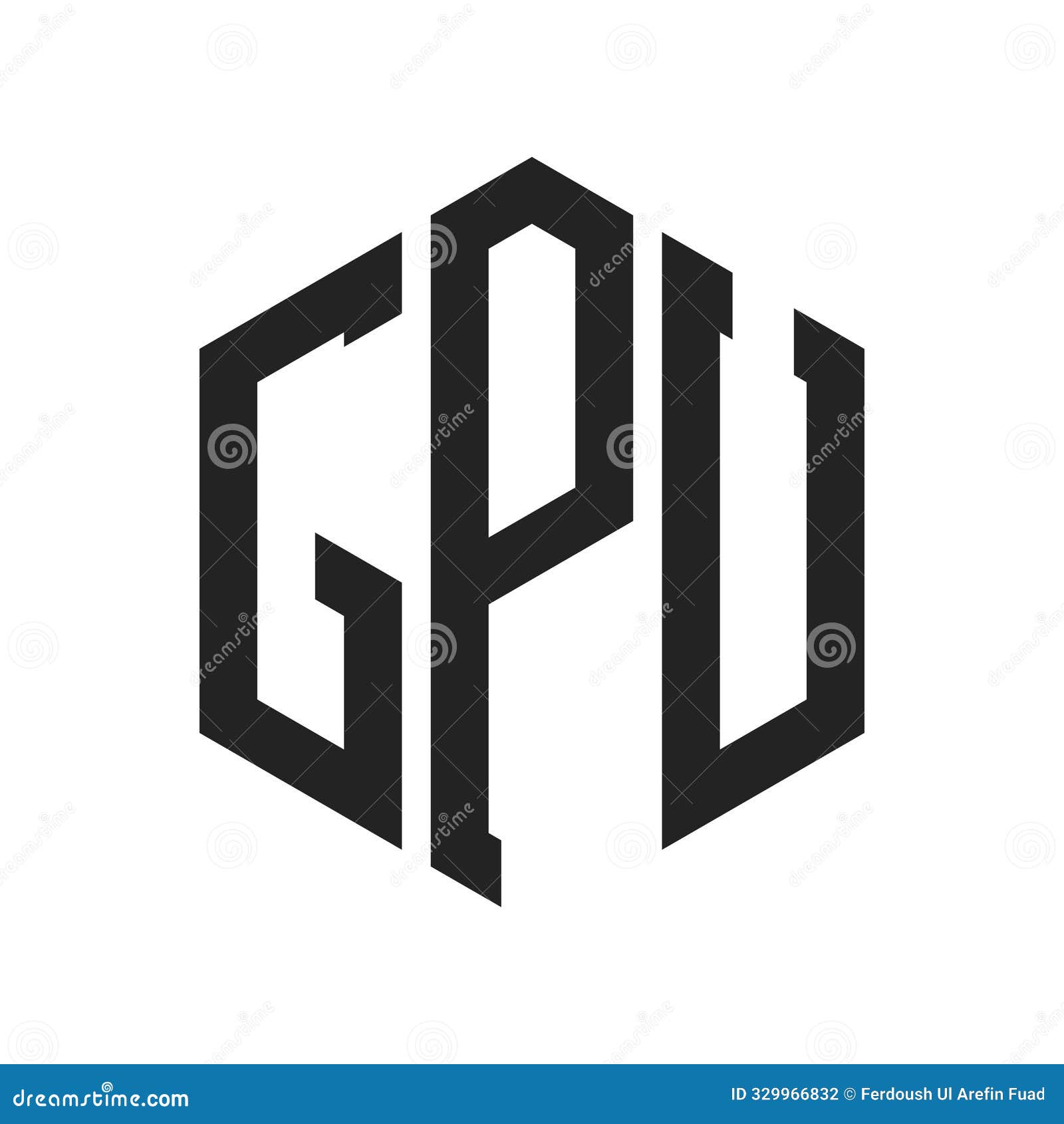 GPU Logo Design. Initial Letter GPU Monogram Logo Using Hexagon Shape ...