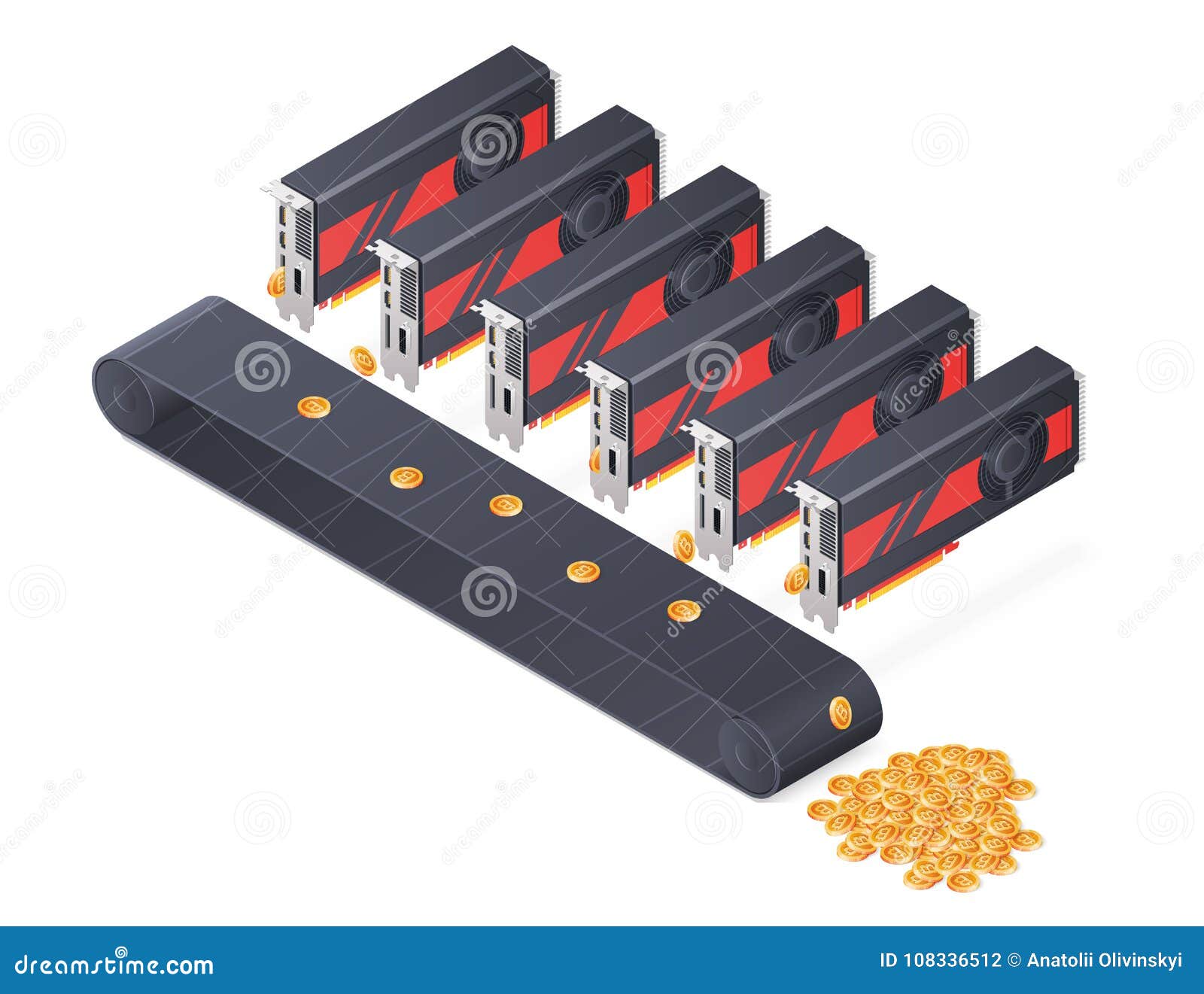 GPU Mining Bitcoin Concept. Isometric Vector Illustration Stock Vector - Illustration of crypto ...