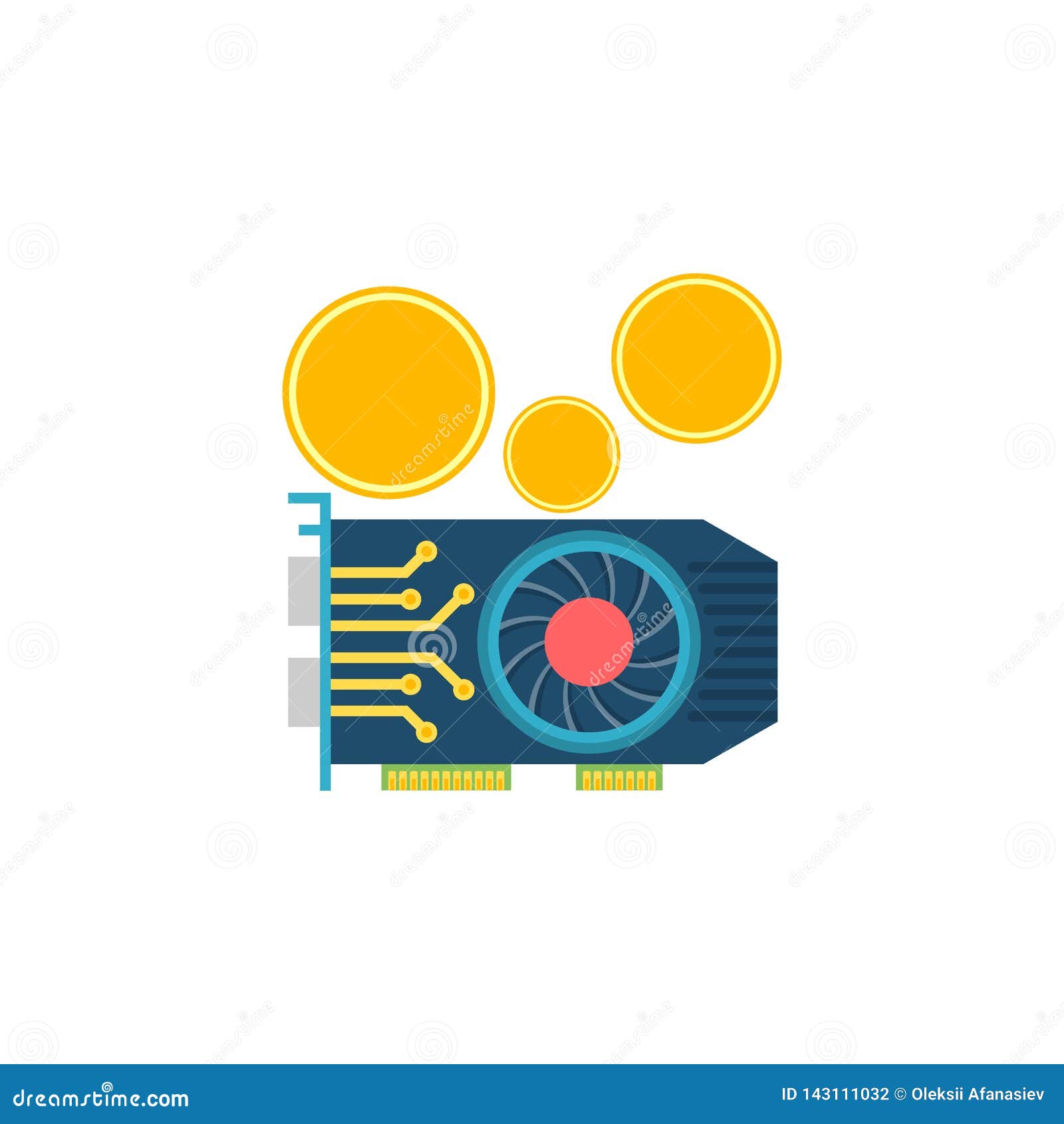 GPU Mining Flat Vector Icon. Stock Vector - Illustration of icon ...