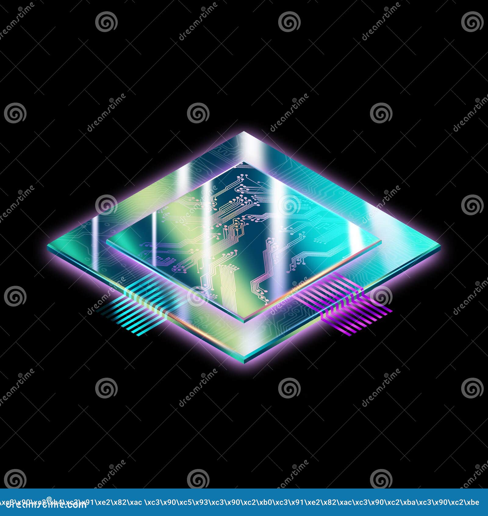 GPU Processor, Cpu Isolated On Black Background. New Technologies, Fast ...