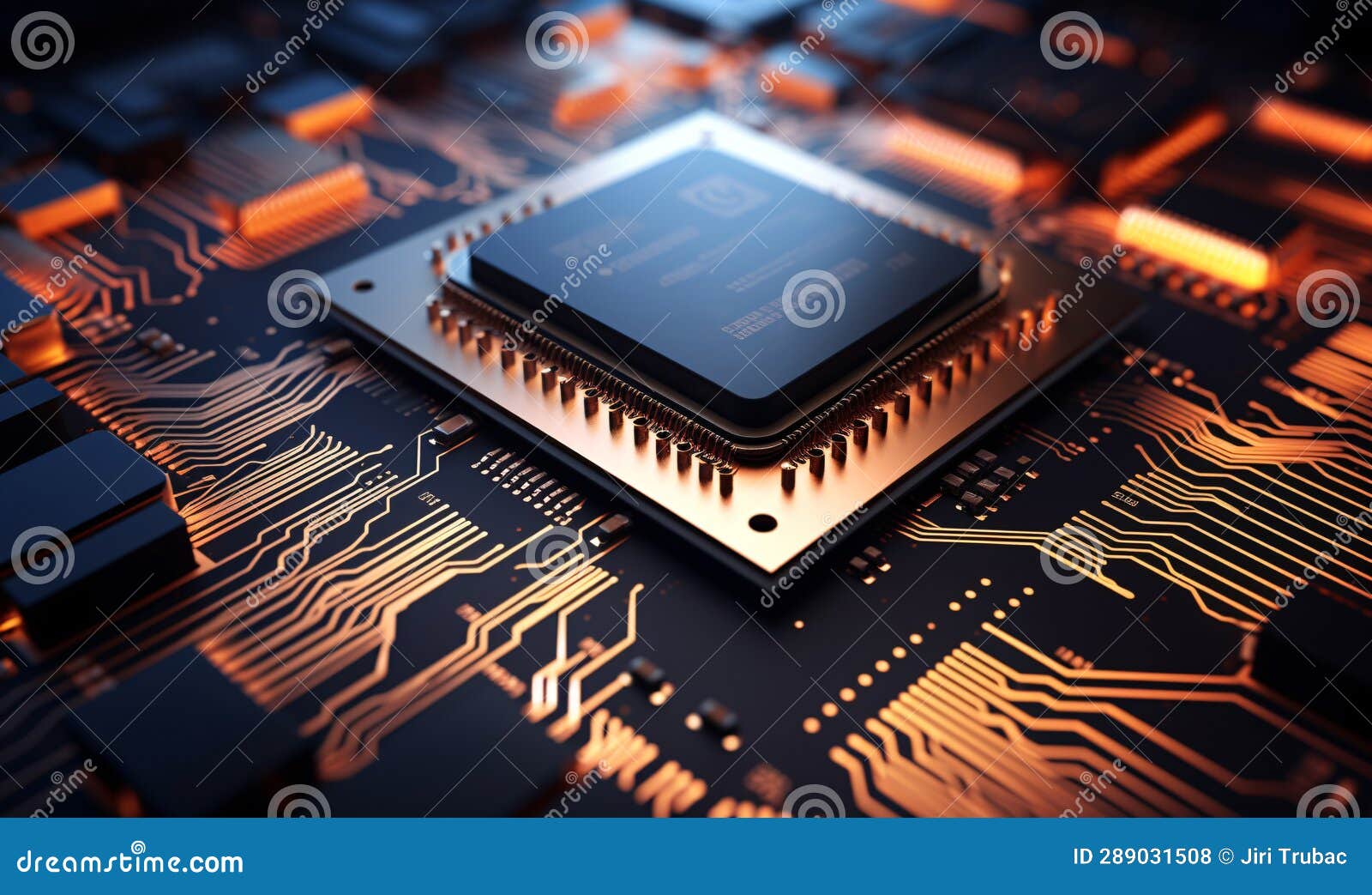 GPU Ram Microchip or Cpu of a Powerful Computer Board. Stock ...