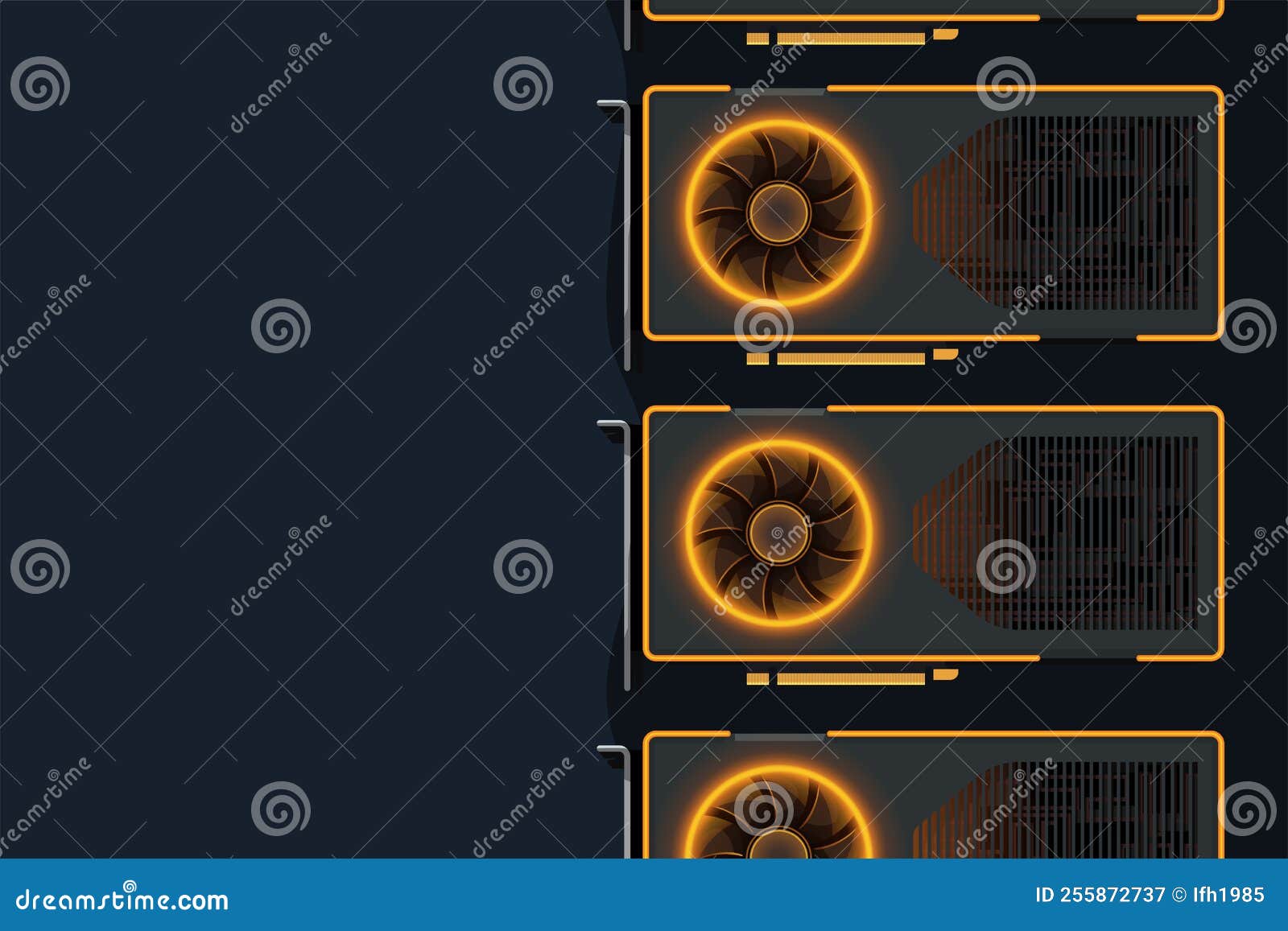 Gpu Rig with Orange Light on Blue Stock Vector - Illustration of miner ...