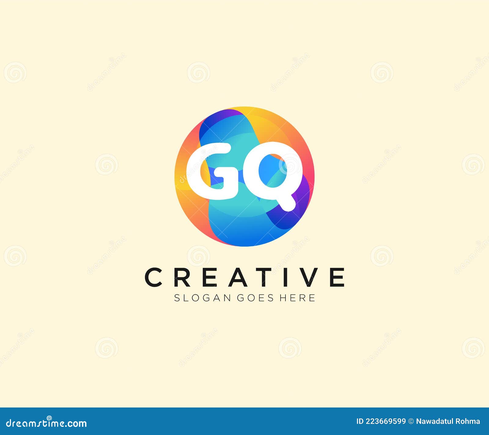 GQ Initial Logo with Colorful Circle Template Vector Stock Vector ...