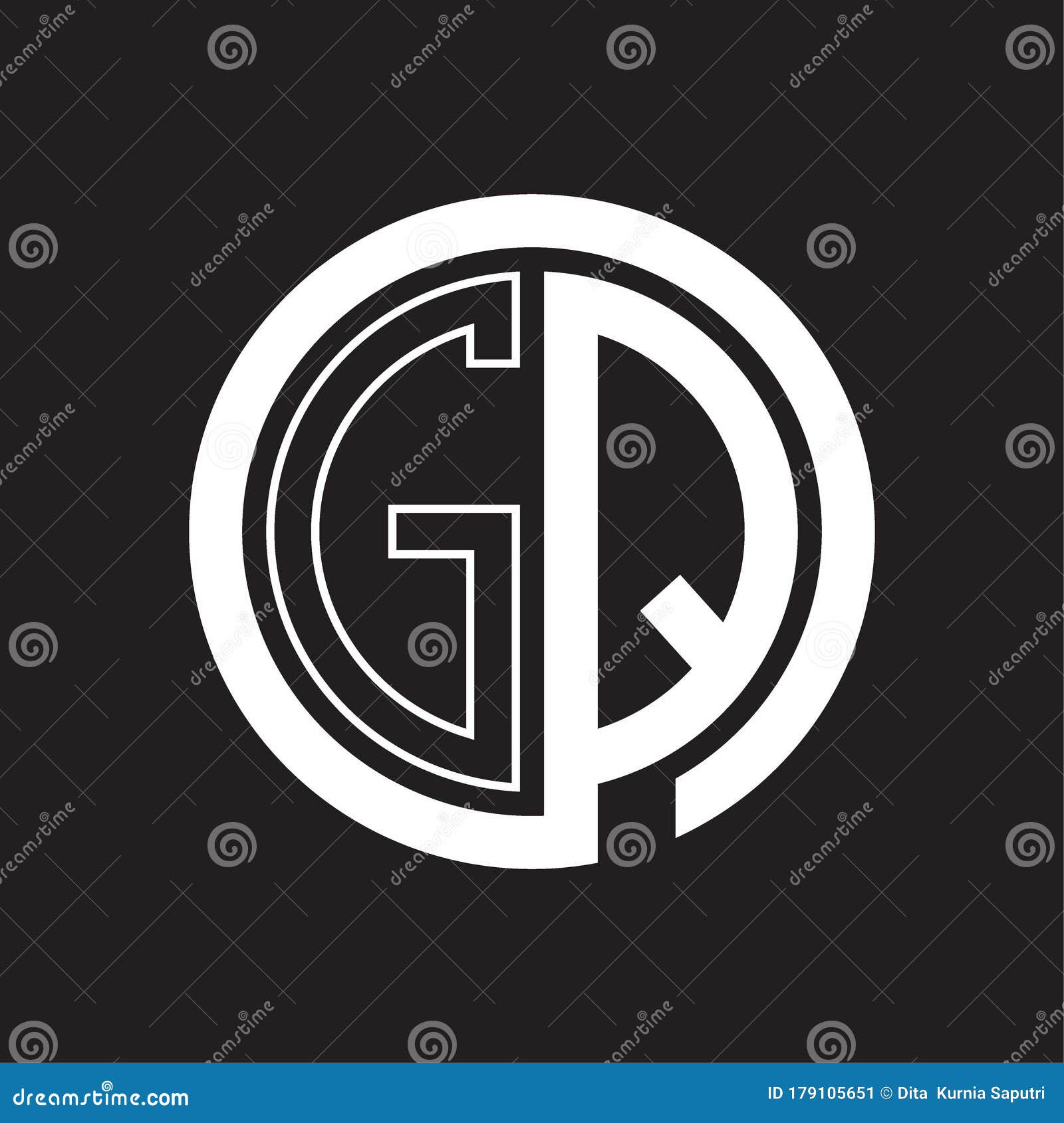 GQ Logo with Circle Rounded Negative Space Design Template Stock Vector ...