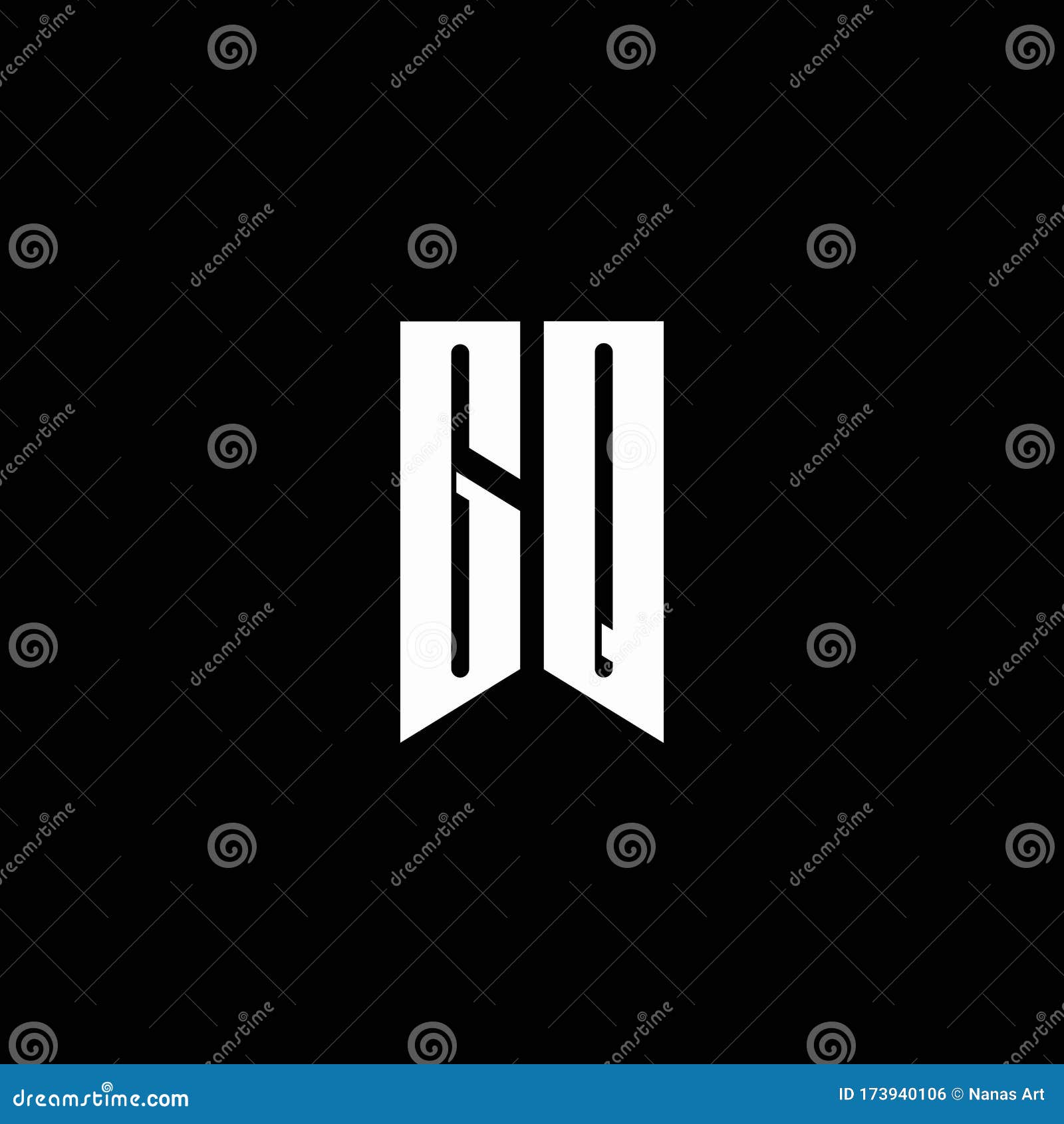 GQ Logo Monogram with Emblem Style Isolated on Black Background Stock ...