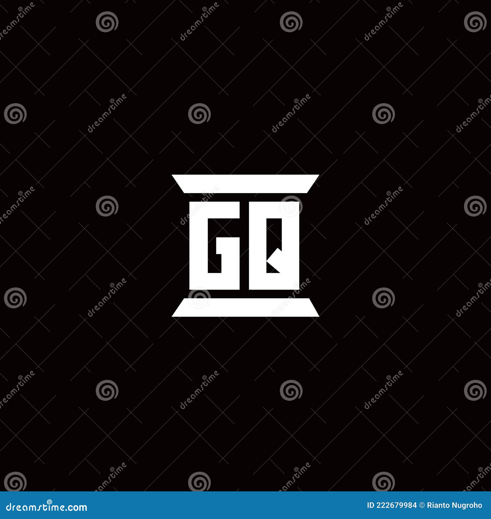 GQ Logo Monogram with Pillar Shape Designs Template Stock Vector ...