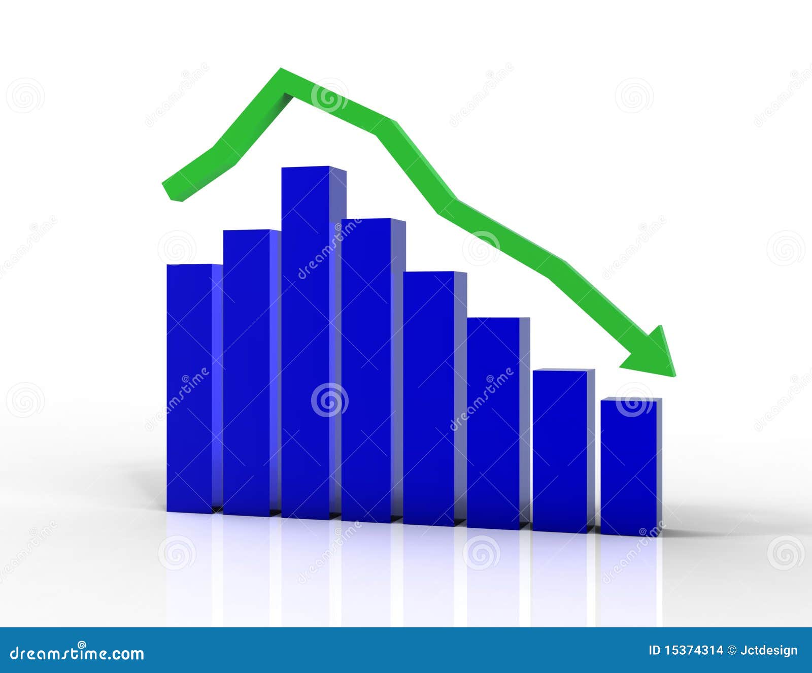 Gráfico De Barra Decreciente Con La Flecha Stock de ilustración ...