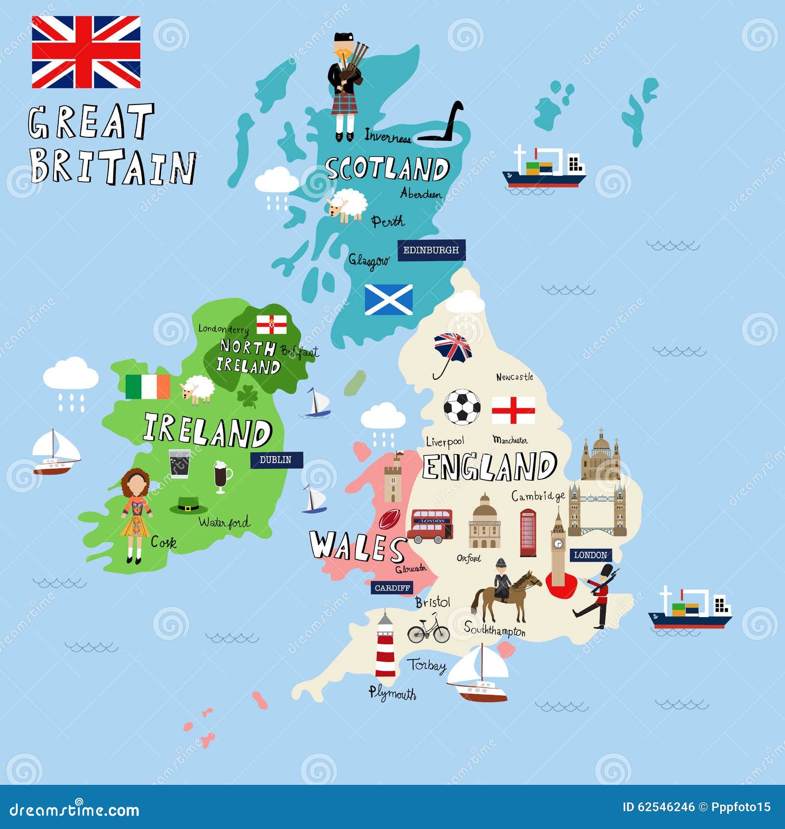 Grâ Bretanha Representa O Mapa Ilustração do Vetor - Ilustração de ...