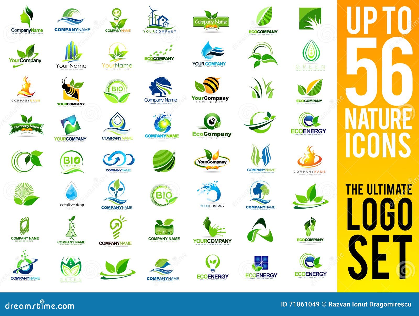 Grüne Natur Logo Set Blattlogos Vektor Abbildung - Illustration von ...