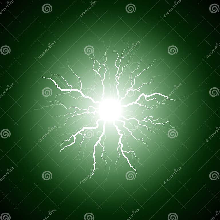 Grüner Blitz von der Mitte vektor abbildung. Illustration von energie ...