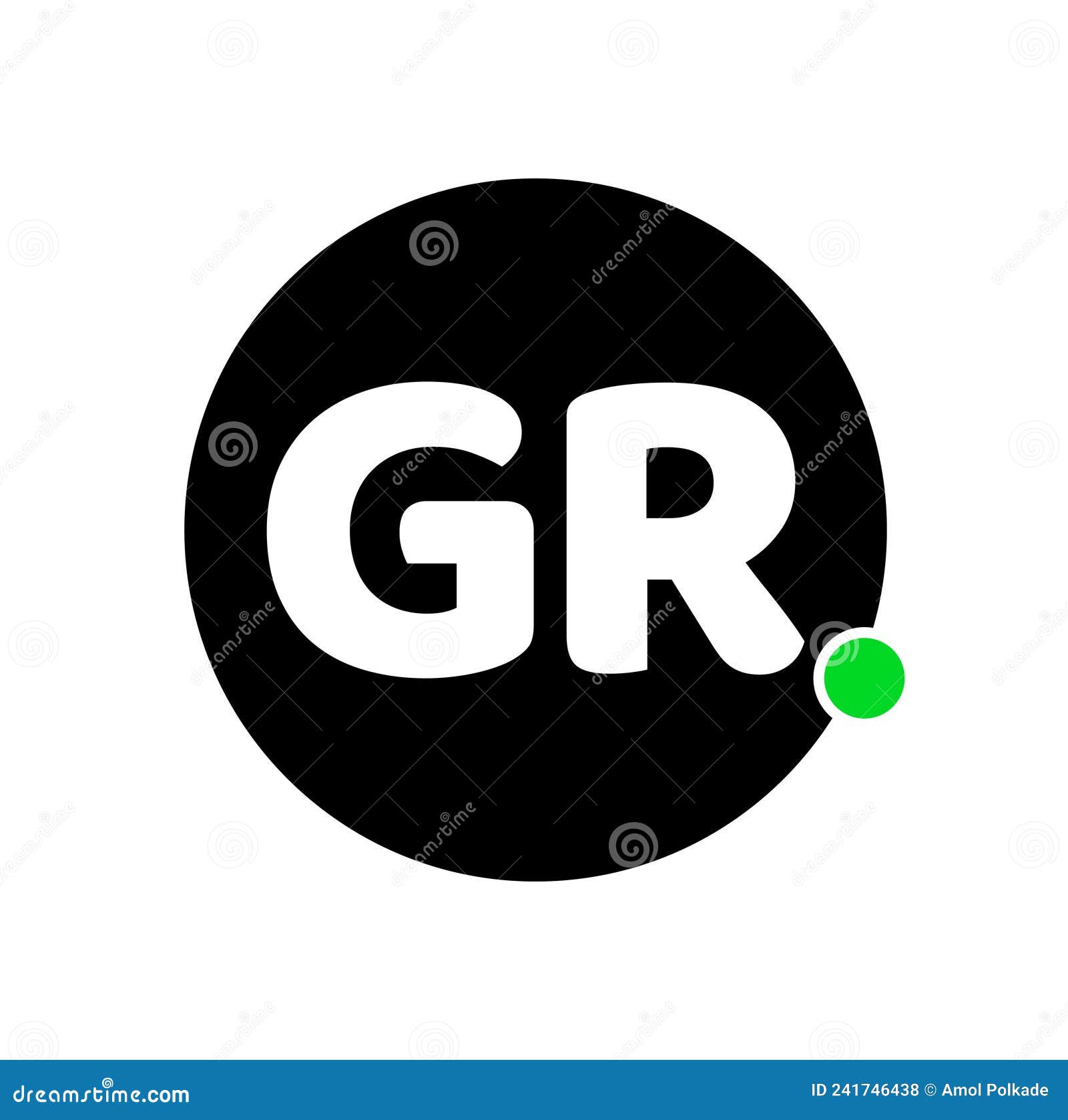 GR Brand Name Initial Letters Monogram with Green Dot Stock Vector ...